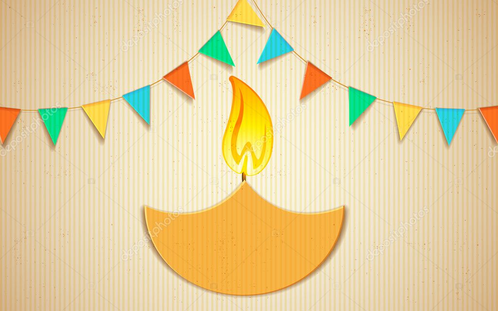 Decorated Diya Stock Vector Image by ©vectomart #13746095