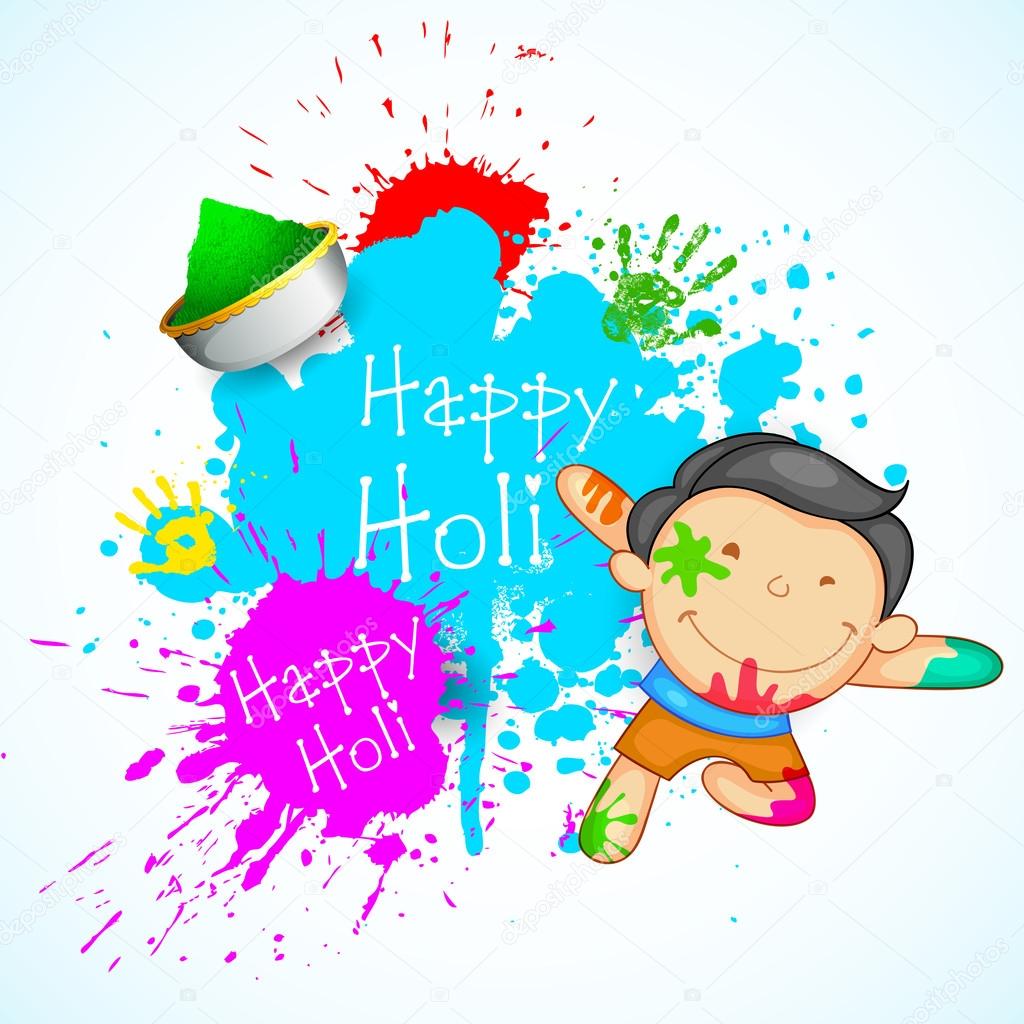 Kids playing Holi Stock Illustration by ©vectomart #22214995