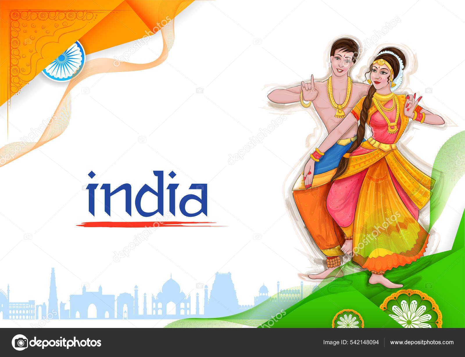 Illustration Indian Dancer Tricolor Background Showing Its Incredible ...