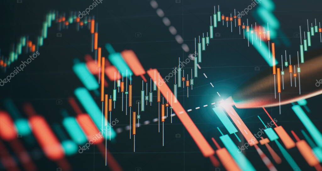 Análisis de mercado. Gráficos de barras, diagramas, cifras financieras ...