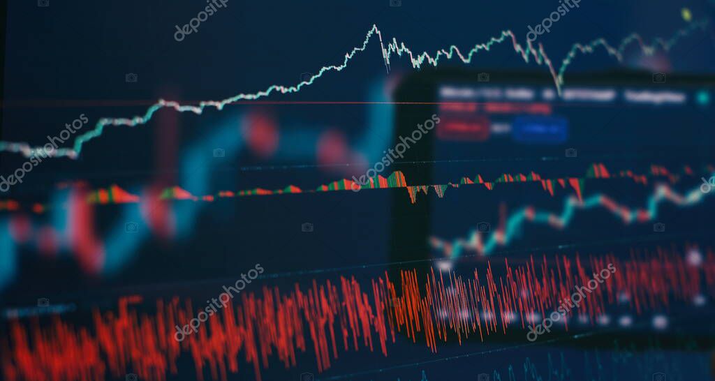 Análisis de mercado. Gráficos de barras, diagramas, cifras financieras ...