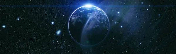 Earth and galaxies in space. Science fiction art. - Stock Image ...