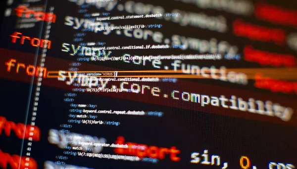 WWW programming. Web programming functions on laptop on laptop. IT business. Python code ...