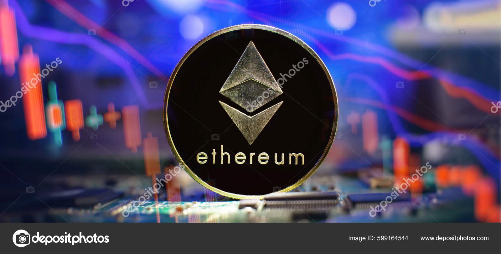 Eth Coin Blurred Candlestick Chart Background Ethereum Decentralized Open Source — Stock Photo ...