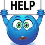 Smiley avec le symbole de l'aide — Image vectorielle #73473161