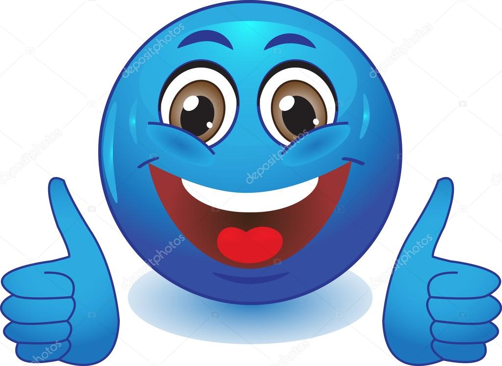 Blue Smiley Face Thumbs Up