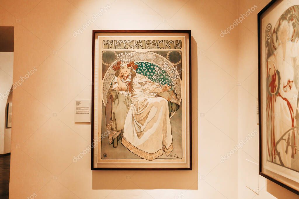 Prague, Czech Republic - July 2022. Alphonse Mucha Museum. Exhibition ...