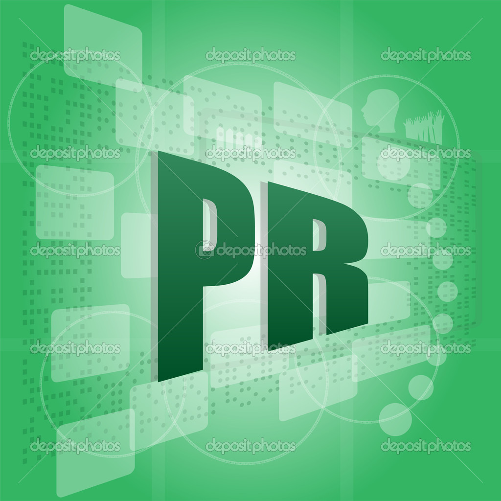 Pixelated words pr (public relations) on digital screen — Stock Photo ...
