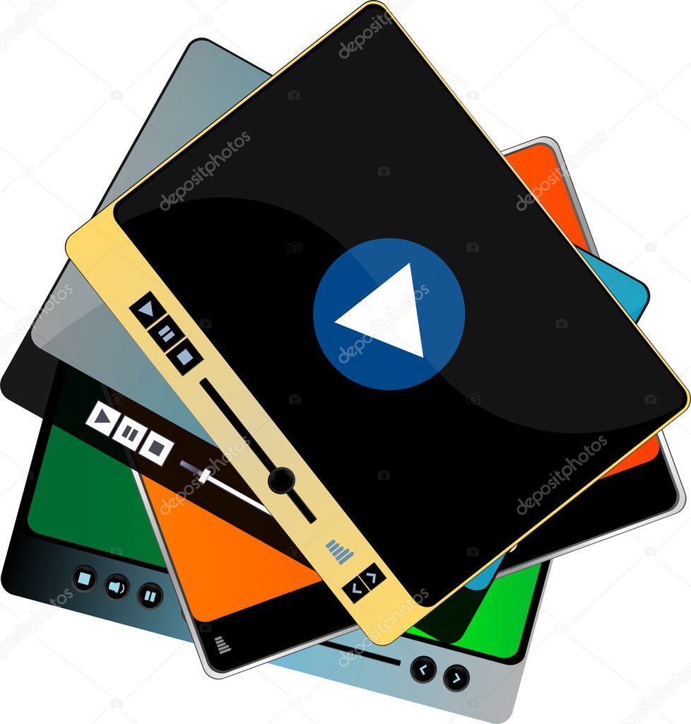 Media player interface set isolated on white Stock Illustration by ...