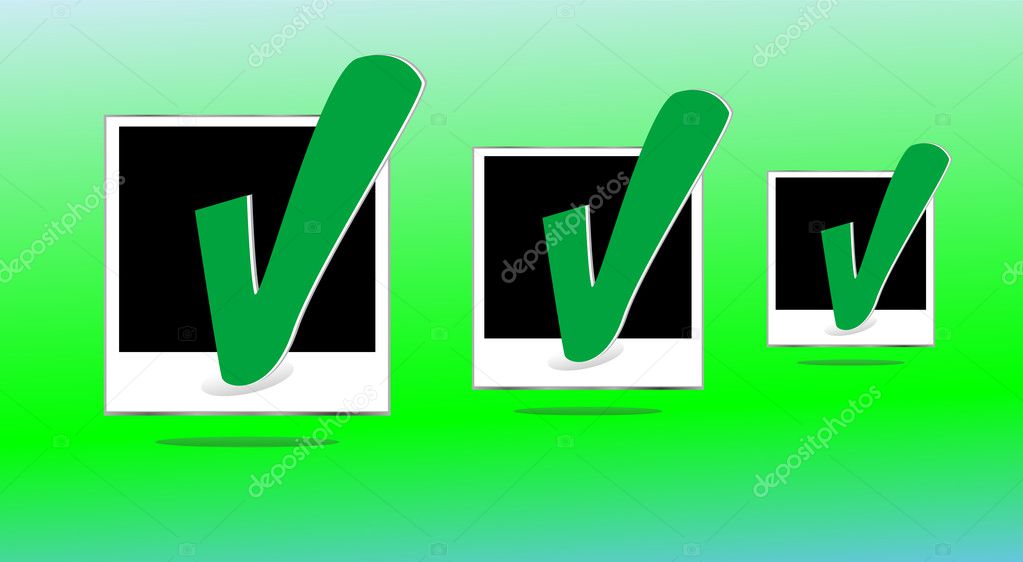 Photo frame set with green check marks — Stock Photo © fotoscool #21823667
