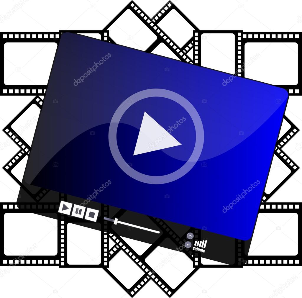 Media player on cinema film strips — Stock Photo © fotoscool #24081723