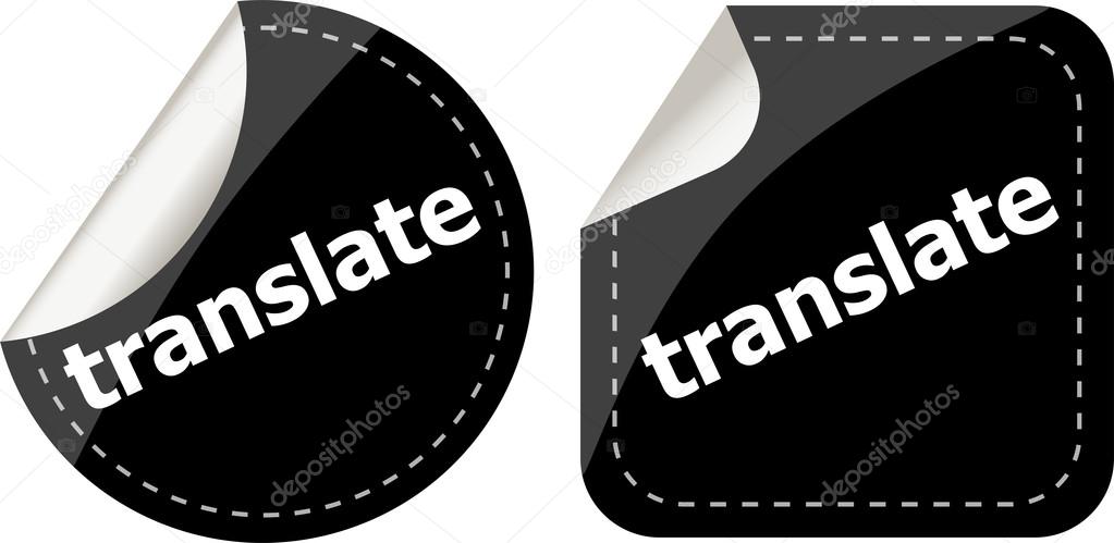 Black translate stickers set on white, icon button — Stock Photo ...