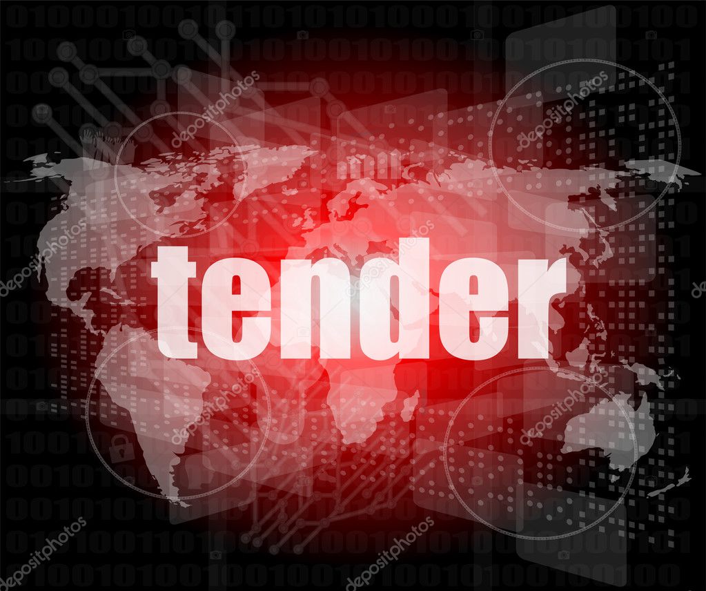 Tender word on digital screen, global communication concept — Stock ...