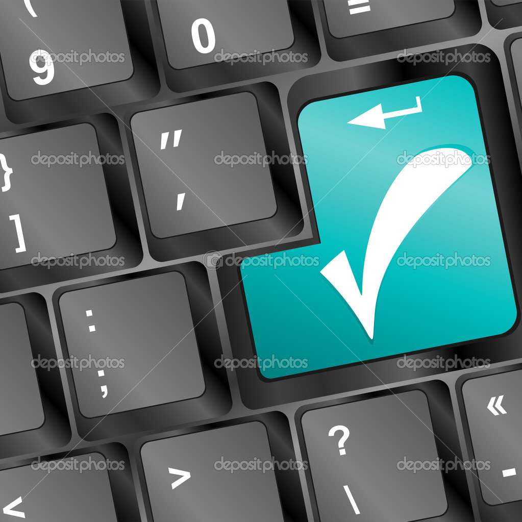 Positive checkmark computer keyboard key — Stock Photo © fotoscool ...