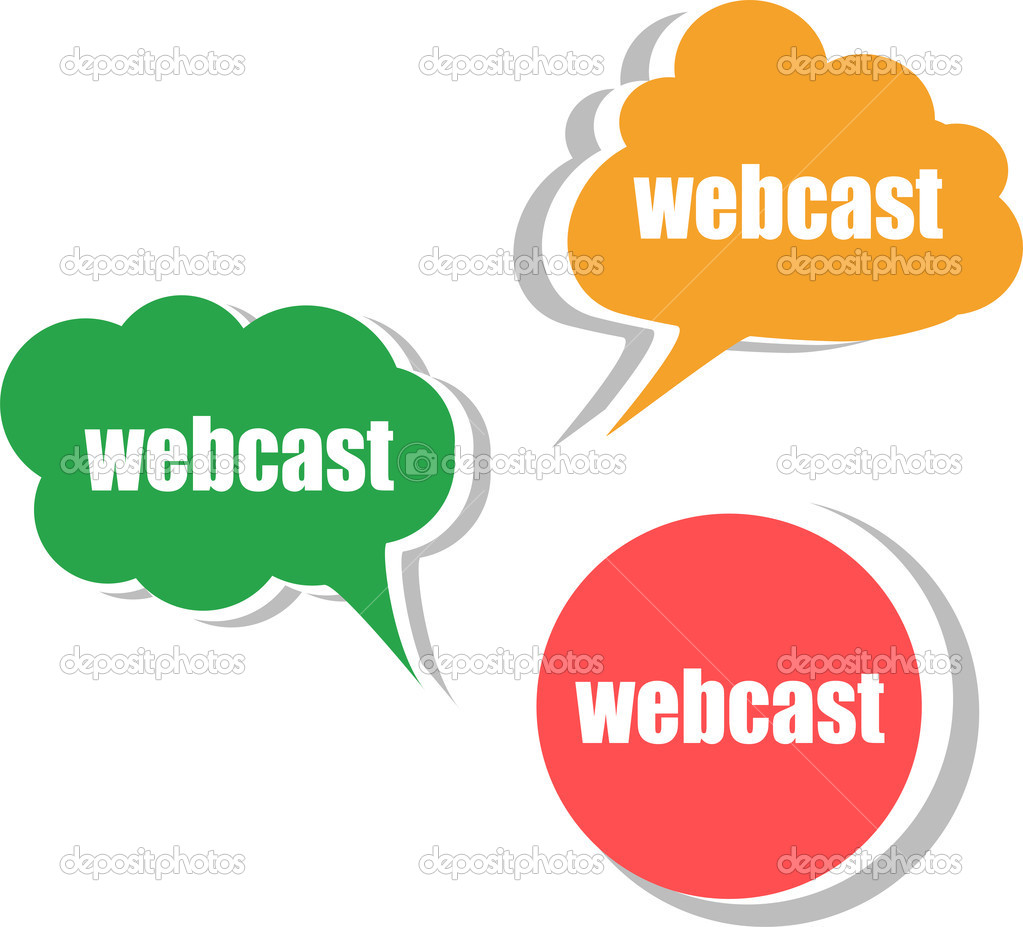 Webcast word on modern banner design template. set of stickers, labels ...
