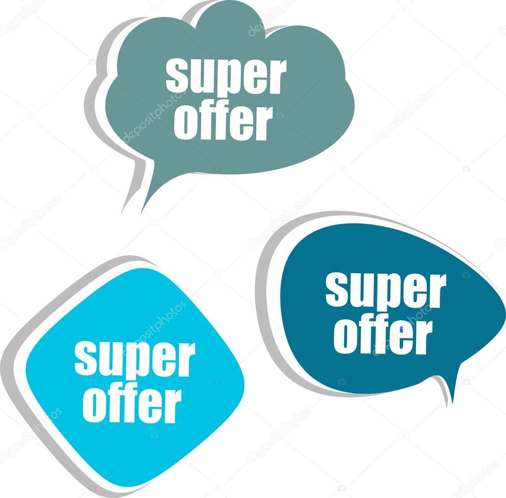 Super offer words on modern banner design template. set of stickers ...