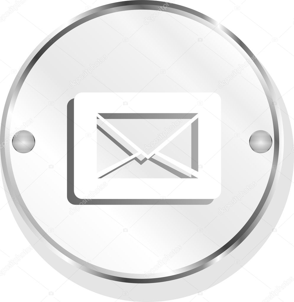 Mail envelope icon on glossy button isolated on white — Stock Photo ...