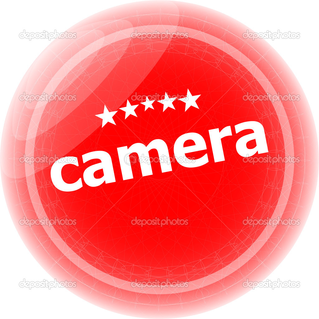 Camera word stickers red button, web icon button — Stock Photo ...