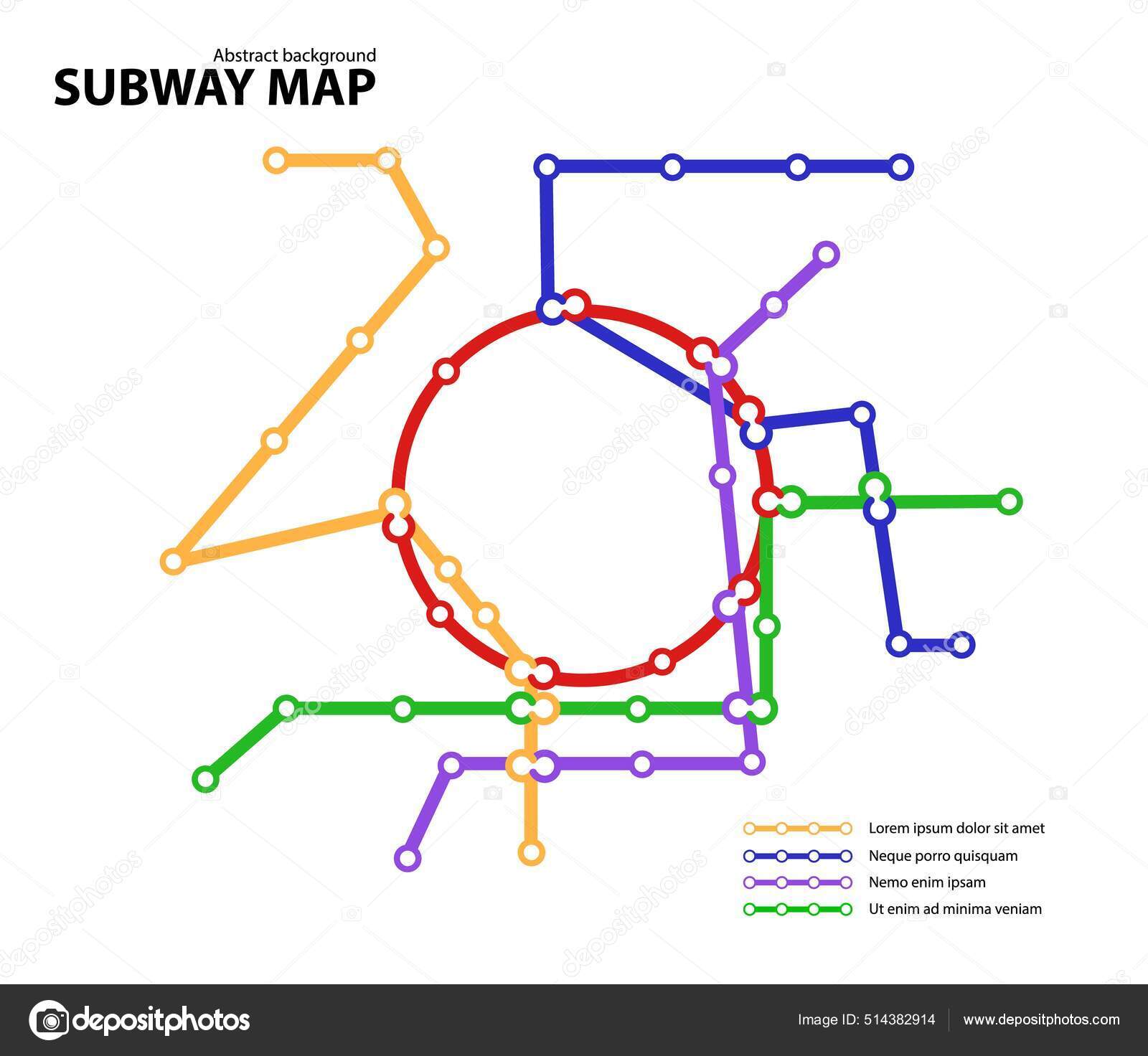 Subway Map Template Fictional Town Public Transport Scheme Underground ...