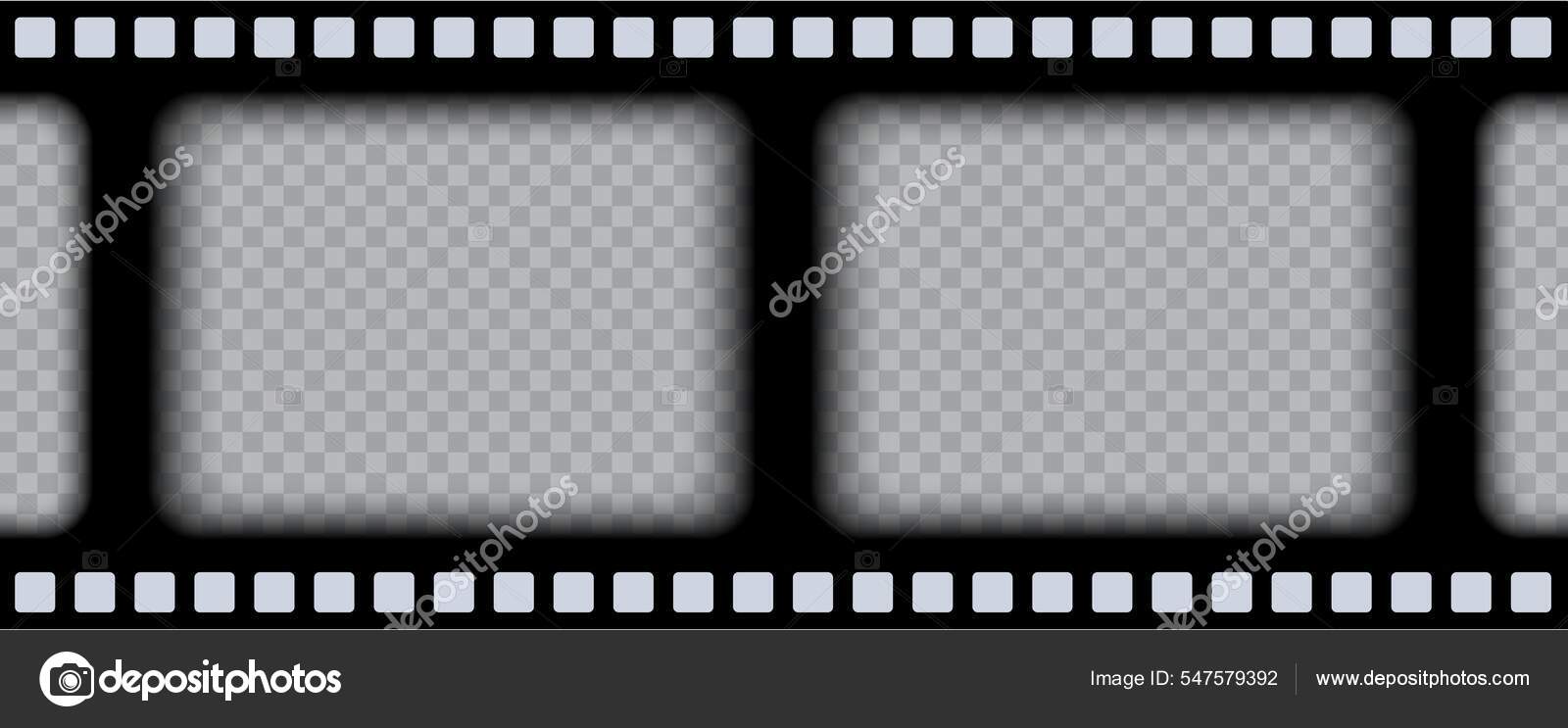 Old black cinematic frame on a transparent background. Vintage video or ...