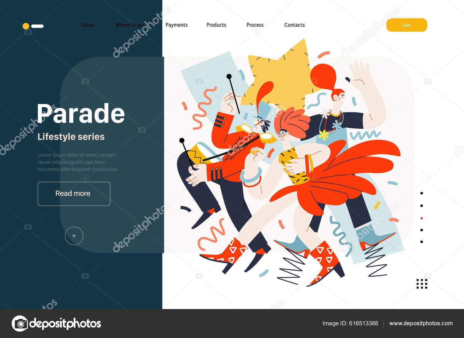 Lifestyle Web Template Parade Modern Flat Vector Illustration People ...