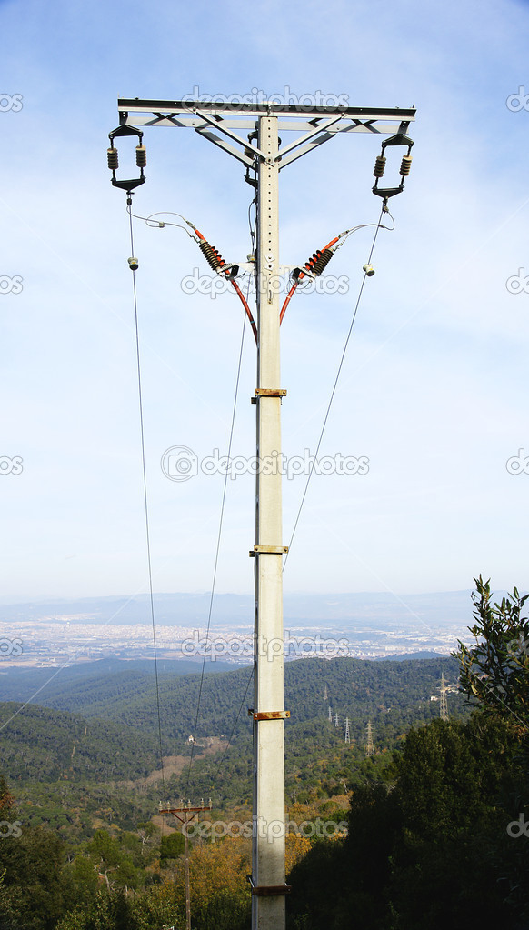 Concrete post power lines — Stock Photo © sanguer #30486245