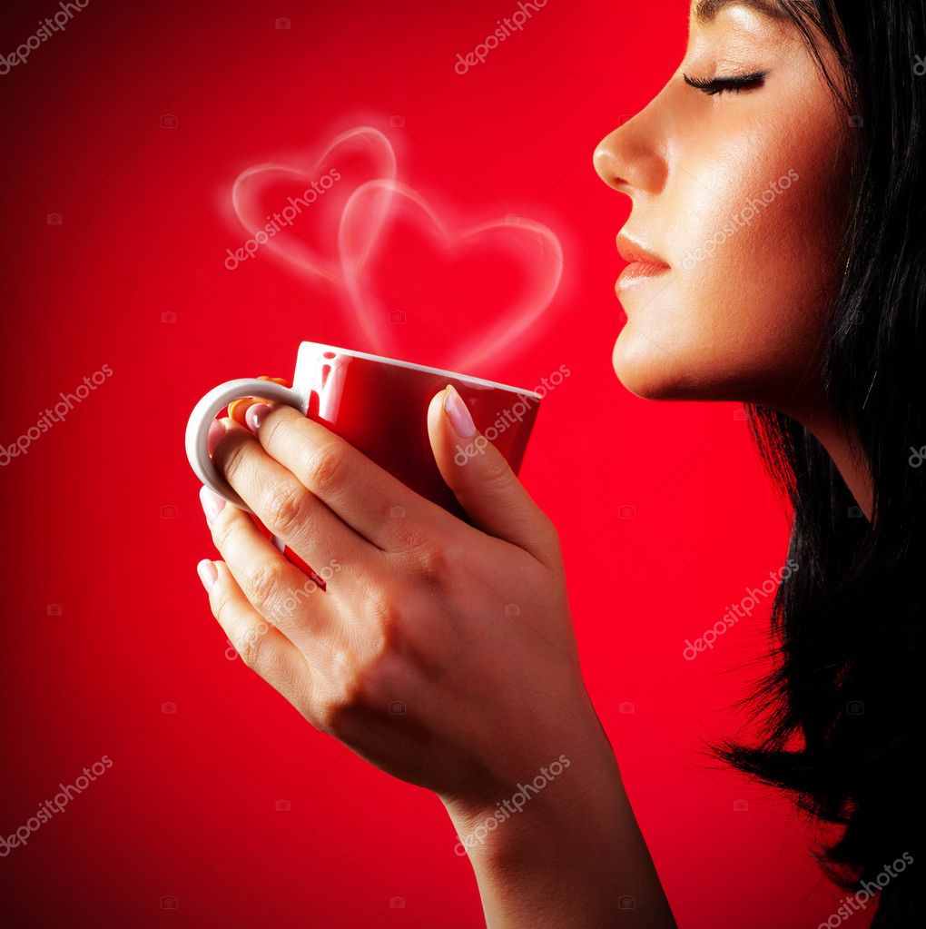 Beautiful lady drinking coffee Stock Photo by ©Anna_Om 19968501