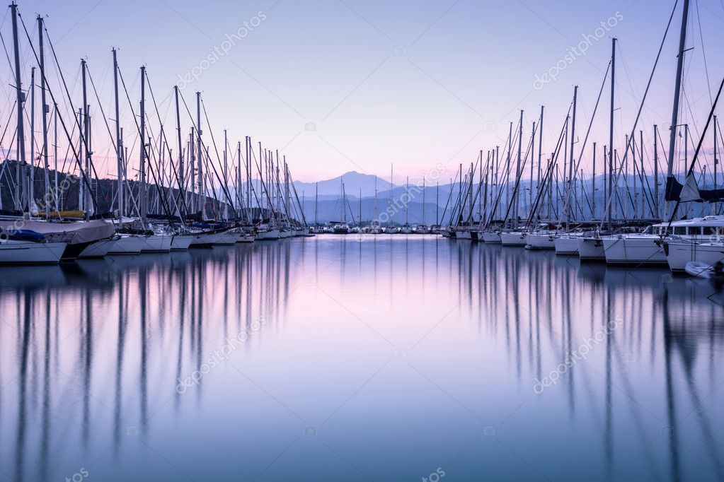 Yacht harbor in sunset — Stock Photo © Anna_Om #28870369