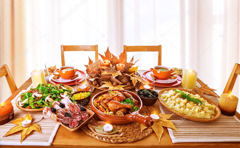 Dinner Table Full Of Food