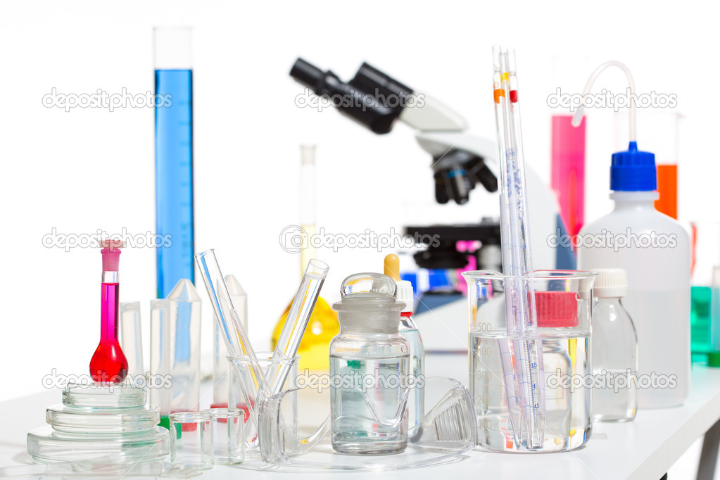 chemische wetenschappelijk laboratorium spullen reageerbuis kolf ...