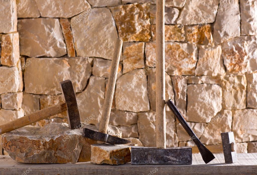 Hammer tools of stonecutter masonry work — Stock Photo © lunamarina ...