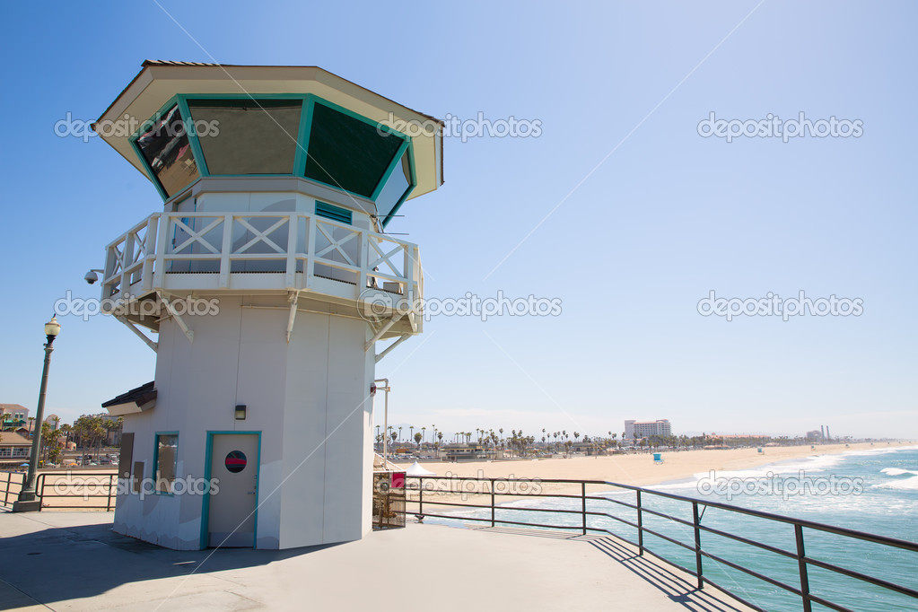 Huntington beach main lifeguard tower Surf City California Stock Photo ...