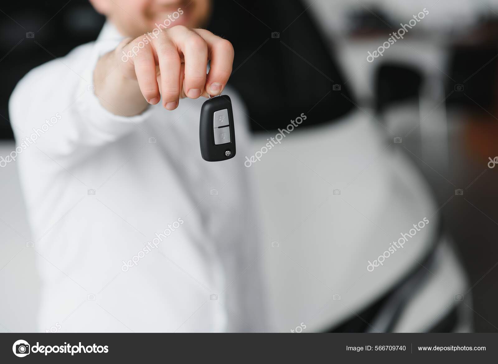 Happy Man Showing Key His New Car — Stock Photo © fotosedrik #566709740