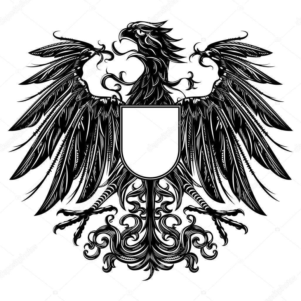 Heraldic style eagle isolated on white — Stock Vector © Pepelaz #13141378
