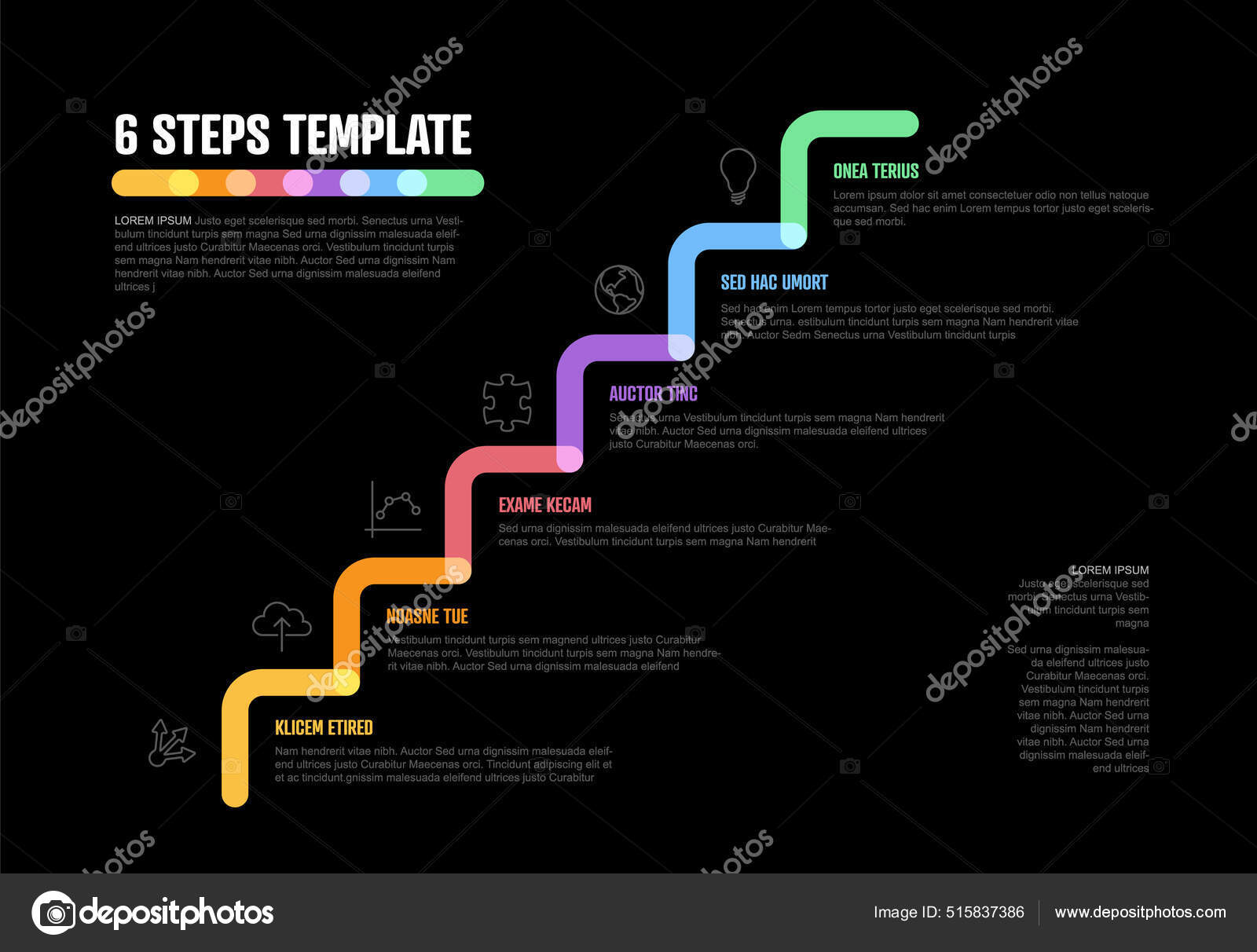 Black Vector Thick Line Infographic Steps Diagram Template Workflow ...