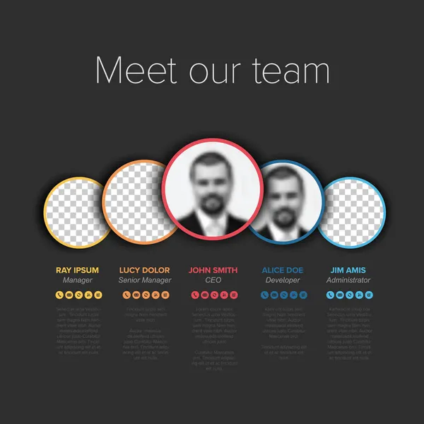 Company team presentation template with circle team profile photos ...