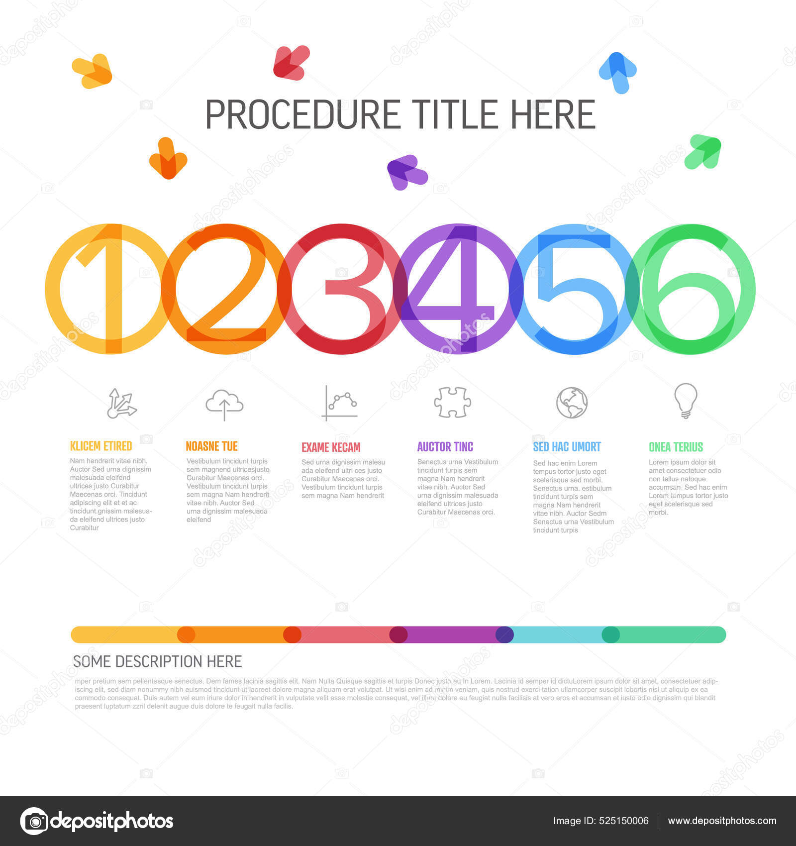 Esquema Diagrama Modelo Progresso Processo Vetorial Seis Passos Círculo ...