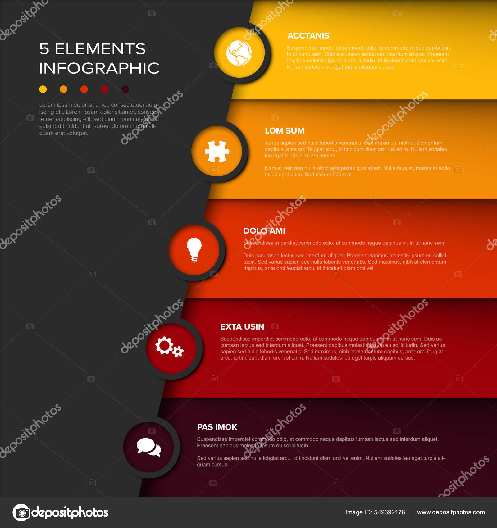 Vector Multipurpose Infographic Red Steps Timeline Template Made Six ...