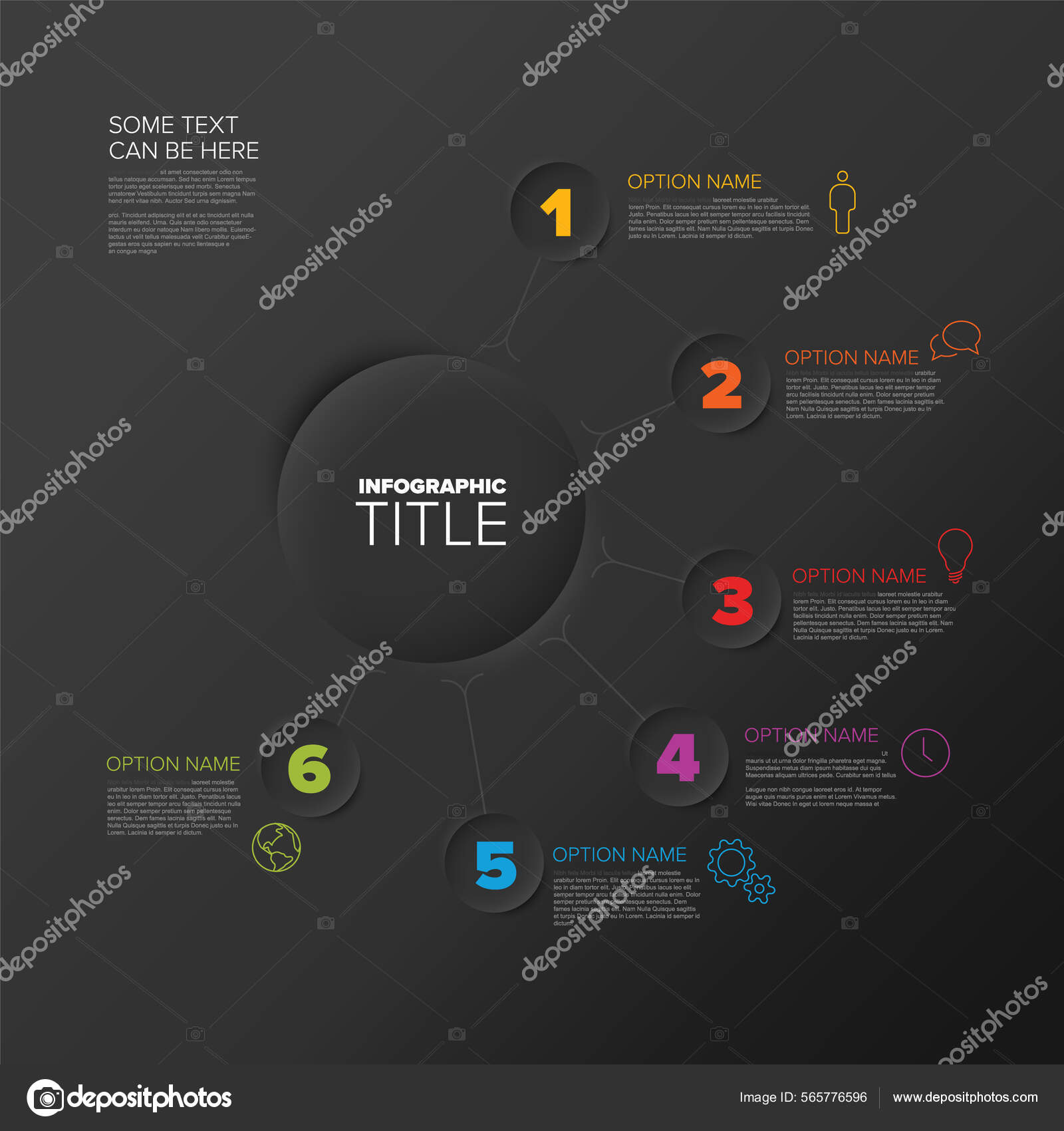 Infographic Report Template Six Steps Options Made Circle Relief ...
