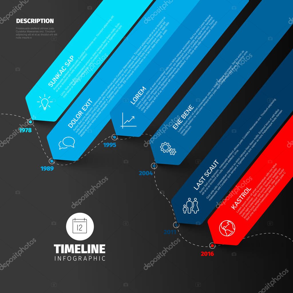 Blue Red Color Infographic Timeline Report Template Biggest Milestones ...