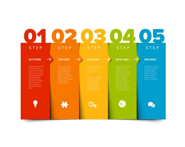 Five Vector Progress Block Steps Template Descriptions Big Numbers ...