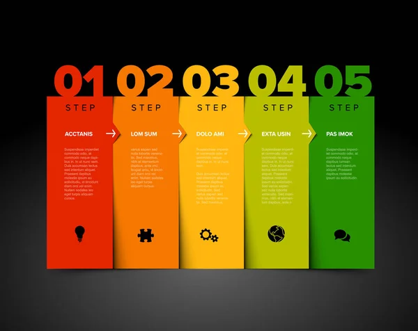 Five Vector Progress Block Steps Template Descriptions Big Numbers ...