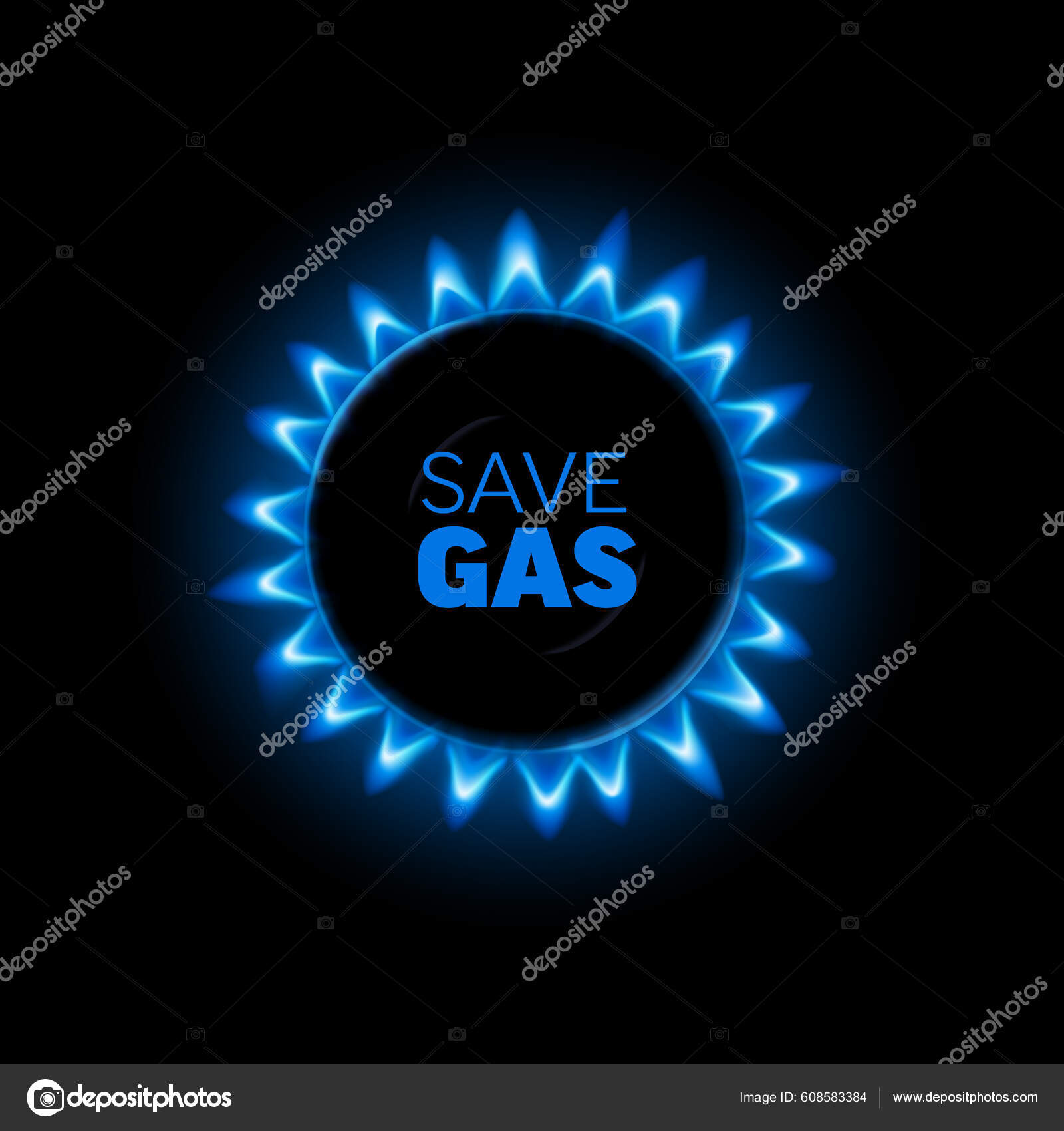 Gas Message Poster Banner Flyer Template Made Lit Gas Burner Stock ...