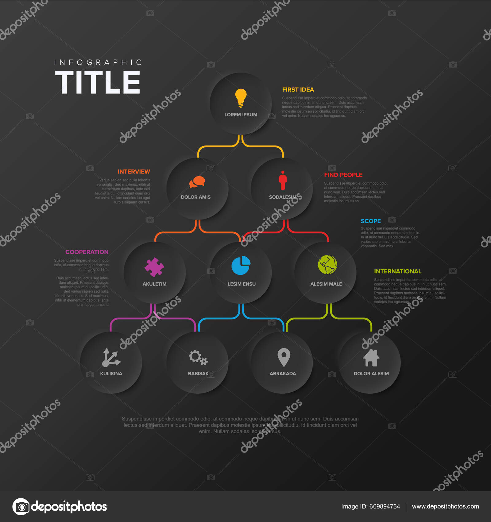 Vector Solid Infographic Pyramid Chart Diagram Template Made Dark ...