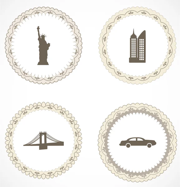 Vector monument labels set Vector Art Stock Images | Depositphotos