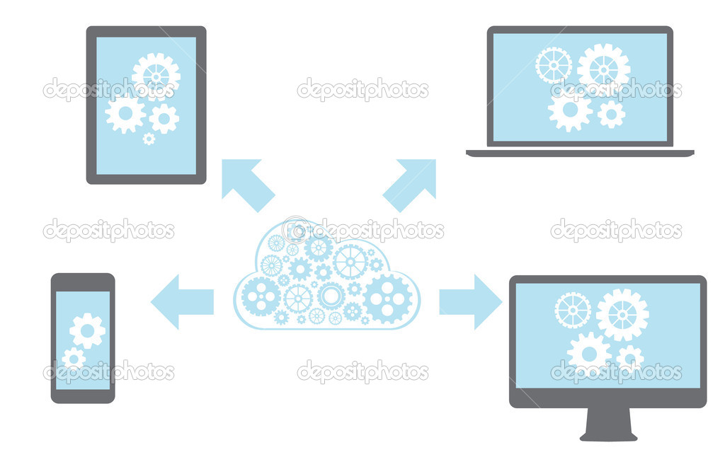 Cloud computing Network Connected all Devices — Stock Photo © graphit ...