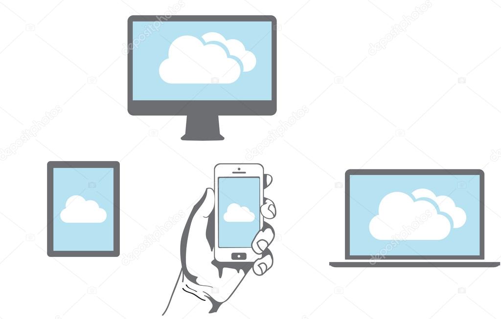 Cloud computing Network Connected all Devices Stock Photo by ©graphit ...