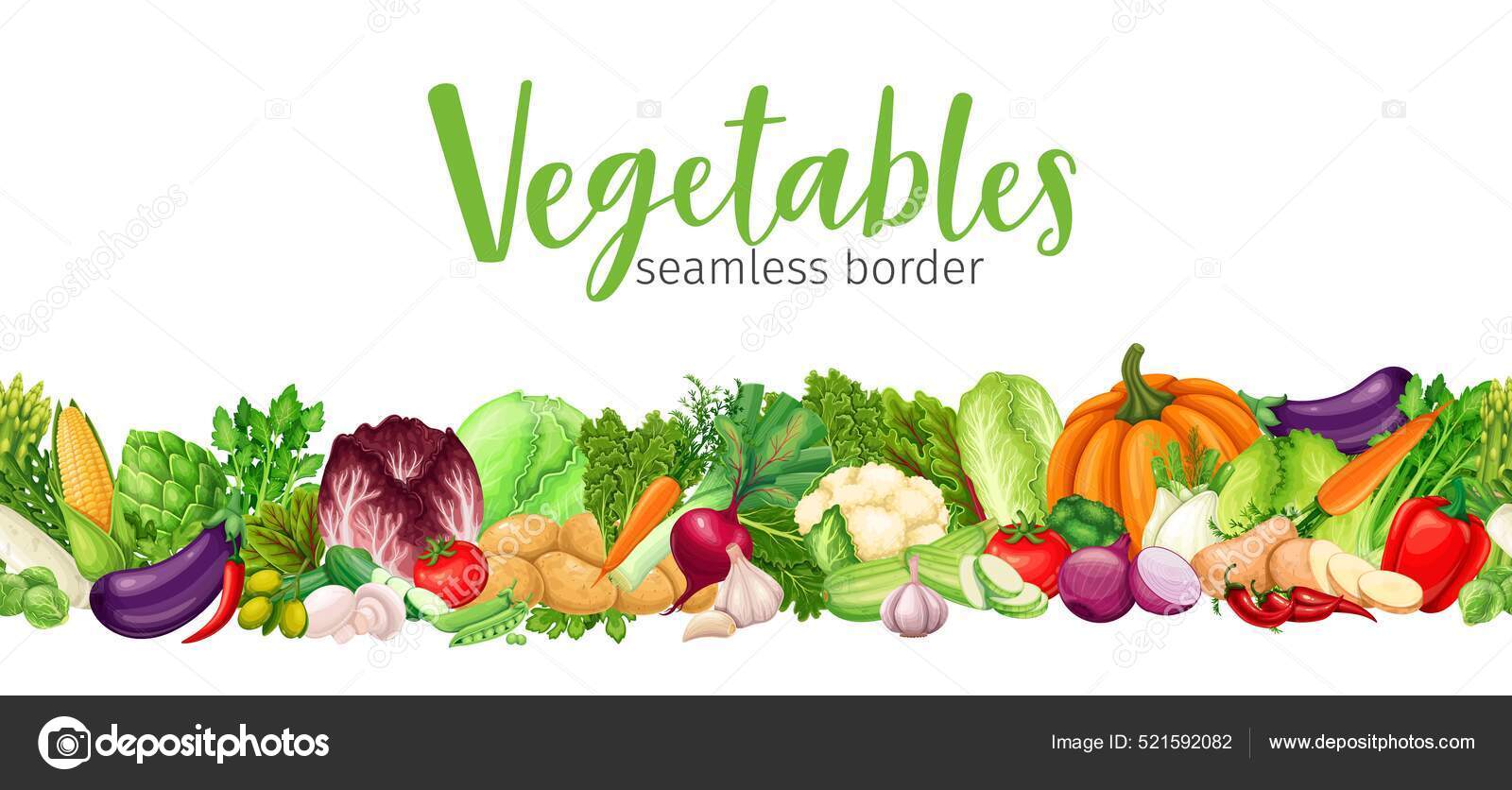 Vegetables seamless border Stock Vector Image by ©tory #521592082