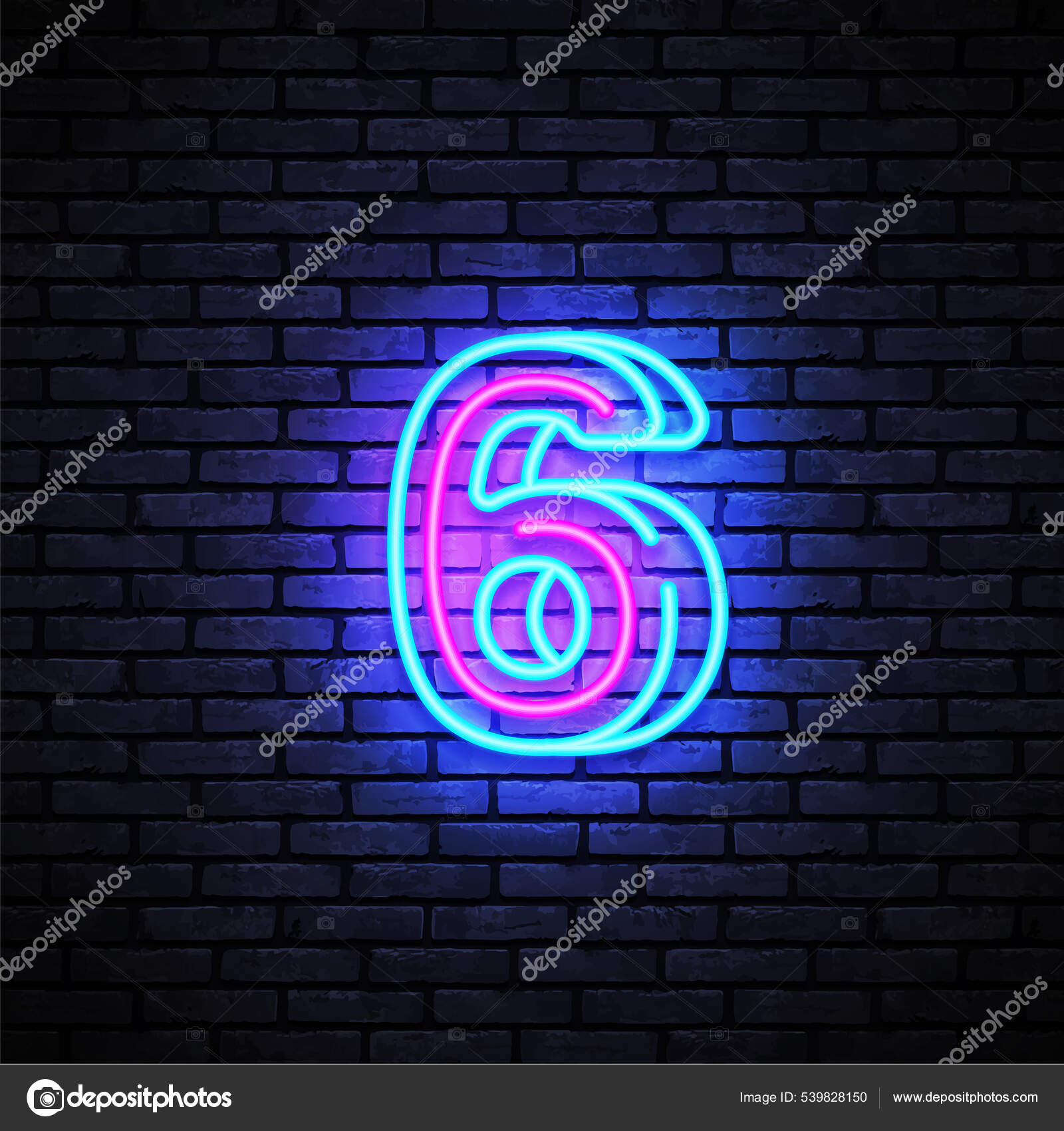 Number six symbol neon sign vector. Number six template neon icon ...