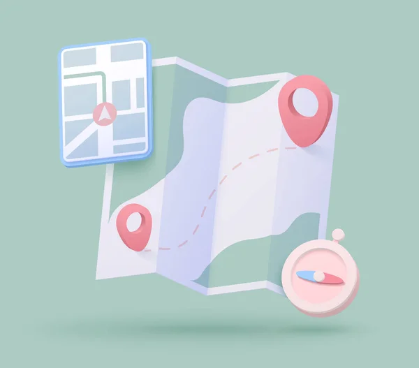 Location map in realistic style on green background. Realistic ...